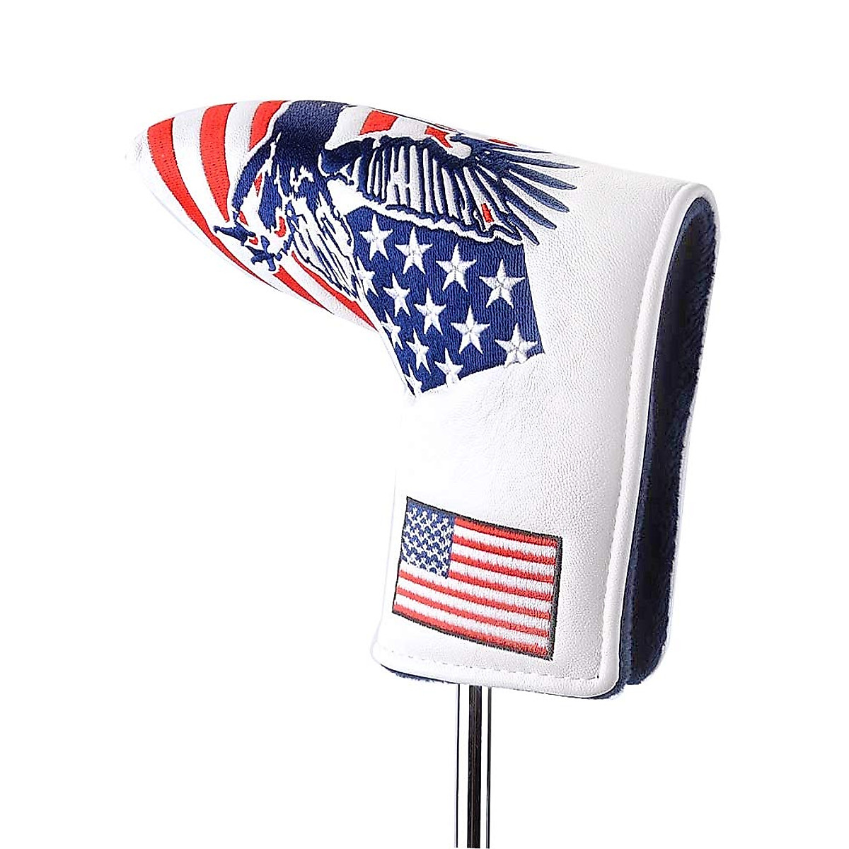 PLUSKER Golf Club Head Cover USA Flag and Eagle Pattern for Blade Putter Magnetic Closure Patriotic Headcover