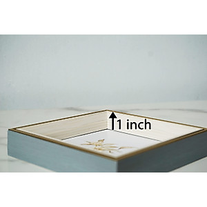 PLUSCHEN 6x6 Blue Beige Square Picture Frame, 6x6 Resin Photo Frame, Wall and Desktop Display Picture Frame, Plexiglass