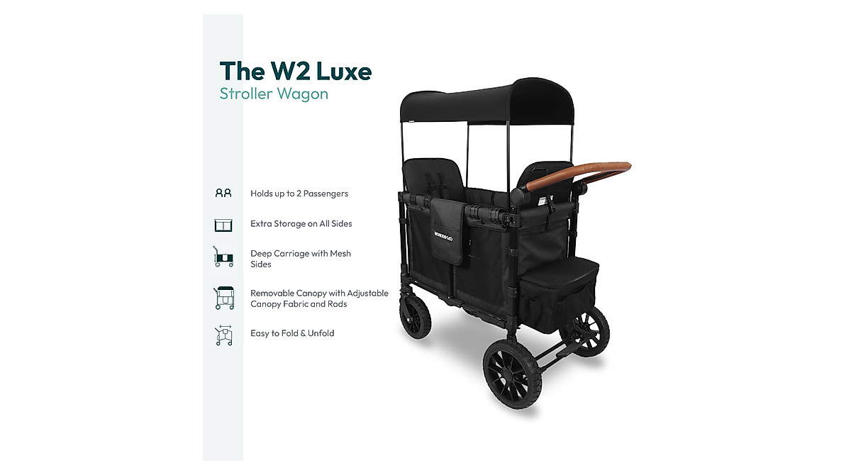 WonderFold W2 Luxe Double Stroller Wagon for 2 Kids