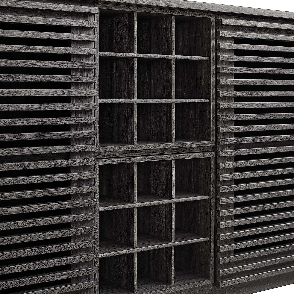 Modway Render Mid-Century Modern Wine Bar Cabinet in Charcoal 17 x 46 x 37