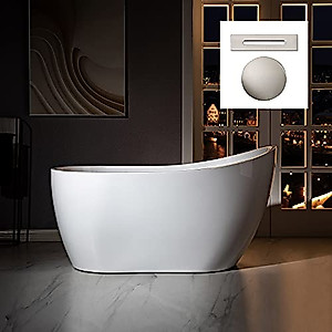 WOODBRIDGE BTA1507-B/N-Drain &O BATHTUB, With Brushed Nickel Drian