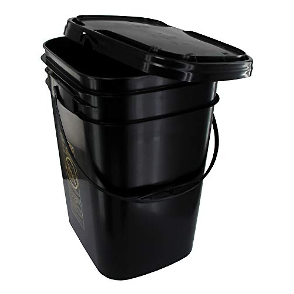 5.3 Gallon Black Rectangular Bucket/Pail with Hinged Snap Lid