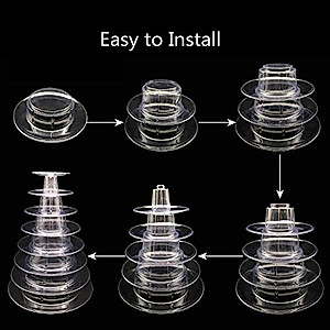 6 Tier Macaron Tower Display Stand, Messar Clear Round Macaron Tower Tray Macaron Display Shelf Rack and Plastic Cake Dessert Stand for Christmas Wedding Birthday Party Decor