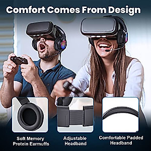 OFFSIR Gaming Headset with Microphone for PS4 PS5 Xbox One PC, Gaming Headphones with RGB Light, Noise Canceling Mic, Bass Surround Sound Headsets for Playstation Xbox 1 Nintendo Switch Laptop Mac