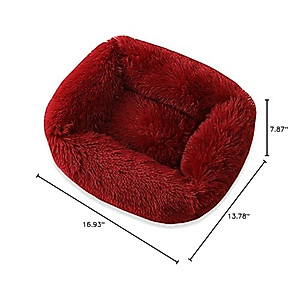 Durable Comfortable Natural Cat Dog Beds for Pet,Square Plush Dog Cat Thickened Warm Soft Pet Tent Cave Nest Bed Mat Pad Kennel - Hot Pink S