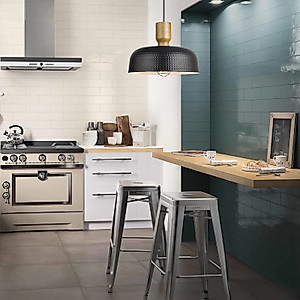 Darkaway Industrial Pendant Light Fixtures Ceiling Hanging with Hammered Metal Shade, Black Pendant Light for Kitchen Island Lighting Hanging Lamp Adjustable Height, Medium 2 Pack