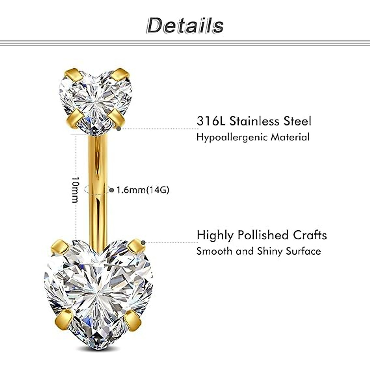 QWALIT Gold Belly Button Ring Belly Rings for Women Belly Button Rings Surgical Steel Clicker Belly Ring Simple Belly Piercing Belly Button Piercing Jewelry