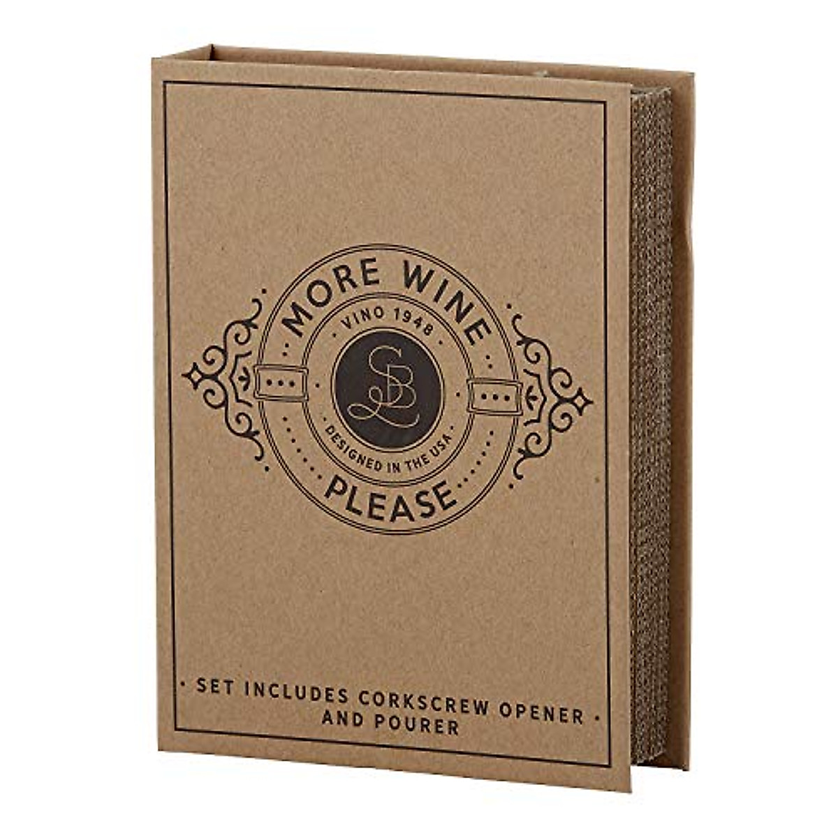 Santa Barbara Design Studio Gift Set Drinking Essentials SIPS Drinkware Kraft Cardboard Book Gift Box, 2-Pieces, More Wine