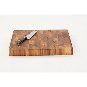 Hardwood Chef Premium Thick Acacia Wood End Grain Cutting Board Butcher Block with Groove, 16 x 12 x 1 3/4 in | For Chopping & Serving Cheese | (Gift Box Included) with BONUS e-Book