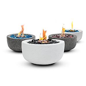 Table Top Firepit, Indoor Outdoor Fire Pit Tabletop & Mini Fireplace - Elegant Fire Bowl for Table, Fire Pit Tabletop Coziness White Pit