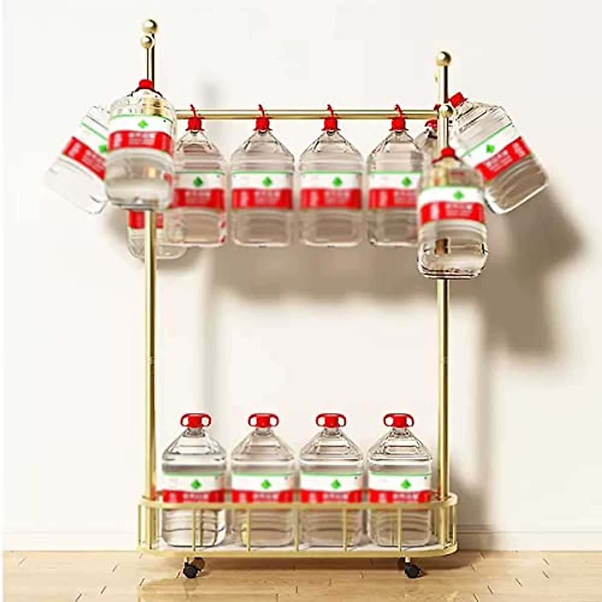 FAXIOAWA Metal Coat Rack Stand With Basket Garment Rail With 360° Wheel 4 Side Hooks Clothes Rack For Hall, Entryway, Bathroom And Living Room (Color : Pink, Size : 100cm)