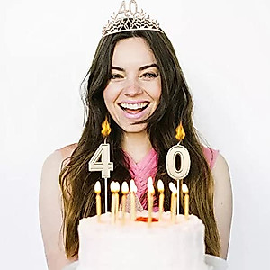 40th Birthday Decorations for Women - Aprince 40th Birthday Crown Tiara & Sash, Cake Topper and Candles Set, Rose Gold Birthday Gift for Women