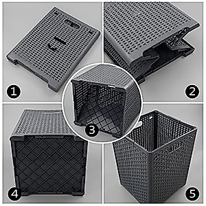 Tstorage 45L Plastic Collapsible Storage Laundry Baskets, Foldable Laundry Hampers, 2 Packs