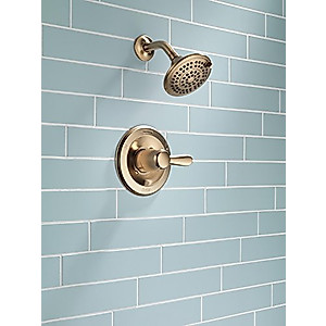 Delta Faucet Lahara 14 Series Single-Function Shower Faucet Set, 5-Spray Shower Head, Shower Handle, Gold Shower Faucet, Delta Shower Trim Kit, Champagne Bronze T14238-CZ (Valve Not Included)
