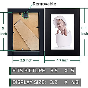 PAZLOG 2 Pack 3.5X5 Black Picture Frames Made of Solid Wood and High Definition for Wall Decor or Table Stand Top Black Picture Frame Display 3.5 by 5 Frame Vertically or Horizontally as 5x3.5