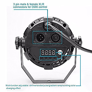 XKCL LED Stage Strobe Light, 12 LED RGBW Par Spotlight, Sound Control DMX Control, for DJ Christmas Party Performance Club discotheque (Black,WithRemote)