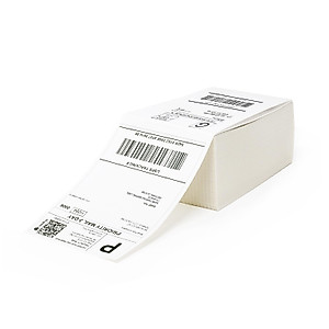 Buhbo 4" x 6" Direct Thermal Shipping Label (500 Fanfold Labels) - Rollo Compatible - Commercial Grade White
