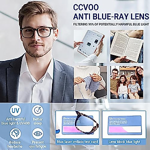CCVOO 5 Pack Blue Light Blocking Reading Glasses, Filter UV Ray/Glare Fashion Non Prescription Fake Gaming Eyeglasses Women/Men (*C1 Mix, 2.5)