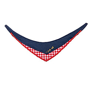 Doggy Parton Blue Printed Denim & Gingham Print Bandana for Pets Large/X-Large
