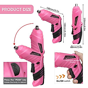 Electric Cordless Screwdriver,MQUPIN 47-in-1 Drill Driver Screwdriver Set,3.6V Battery Power Rechargeable Screwdriver kit,Rotatable Dual Position Handle with LED Light Charger for Home Office Work