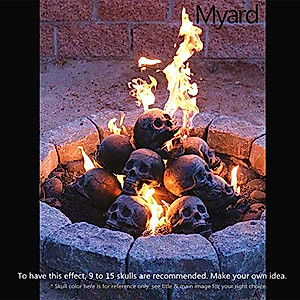 Myard Fireproof Imitated Human Fire Pit Skull Gas Log for NG, LP Wood Fireplace, Firepit, Campfire, Halloween Decor, BBQ (Qty 1, White - Mini, One Piece)