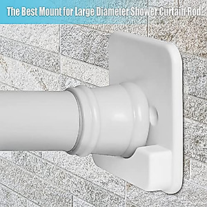 Adhesive Shower Curtain Rod Holders for the Wall | Bathroom Tension Rod Mount brackets | No Drilling | Stick On | 2 Pack, (Shower Curtain Rod Not Included) White Small