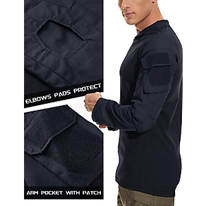 Tactical Shirts for Men Combat Shirt Long Sleeve Shirts for Men Airsoft Shirt Camping Shirt Hiking T-Shirt Hunting Tshirt Black