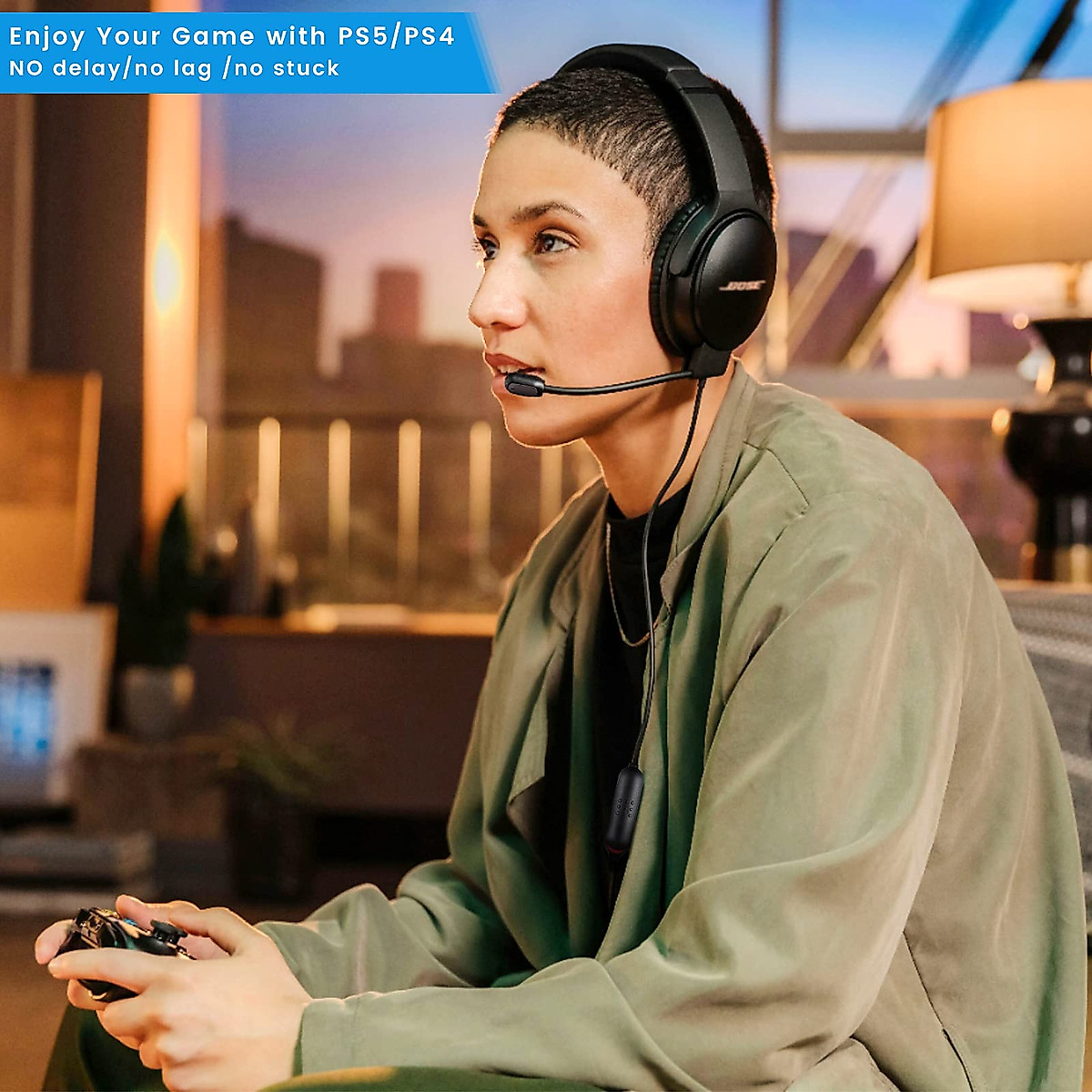 weishan Detachable Mic Replacement for Bose QuietComfort 35 II(QC35 II) & Quiet Comfort 35(QC35) Headphones, Boom Gaming Microphone with Mute Switch for Xbox One, PS4, PS5, PC