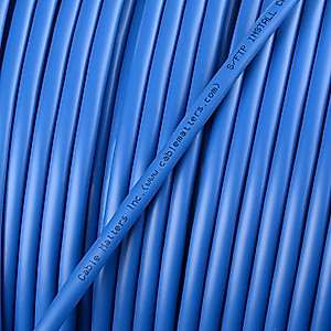 Cable Matters 10Gbps UL Listed in-Wall (cm) Bare Copper Shielded Cat 6A Cable 1000 ft (SSTP, SFTP Shielded Ethernet Cable, Shielded Cat6 Cable, Cat 6 Shielded Network Cable) in Blue