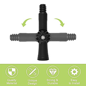 UFURMATE Mop Pole Adapter, 2Pcs Plastic Extension Pole Adapter Handle Tips Rotatable Mop Head Pole Adapter Broom Handle Threaded Tip (Black)