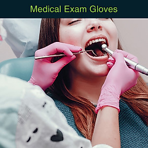 Pink Vinyl Disposable Gloves Medium 100 Pack - Latex Free, Powder Free Medical Exam Gloves - Surgical, Home, Cleaning, and Food Gloves - 3 Mil Thickness