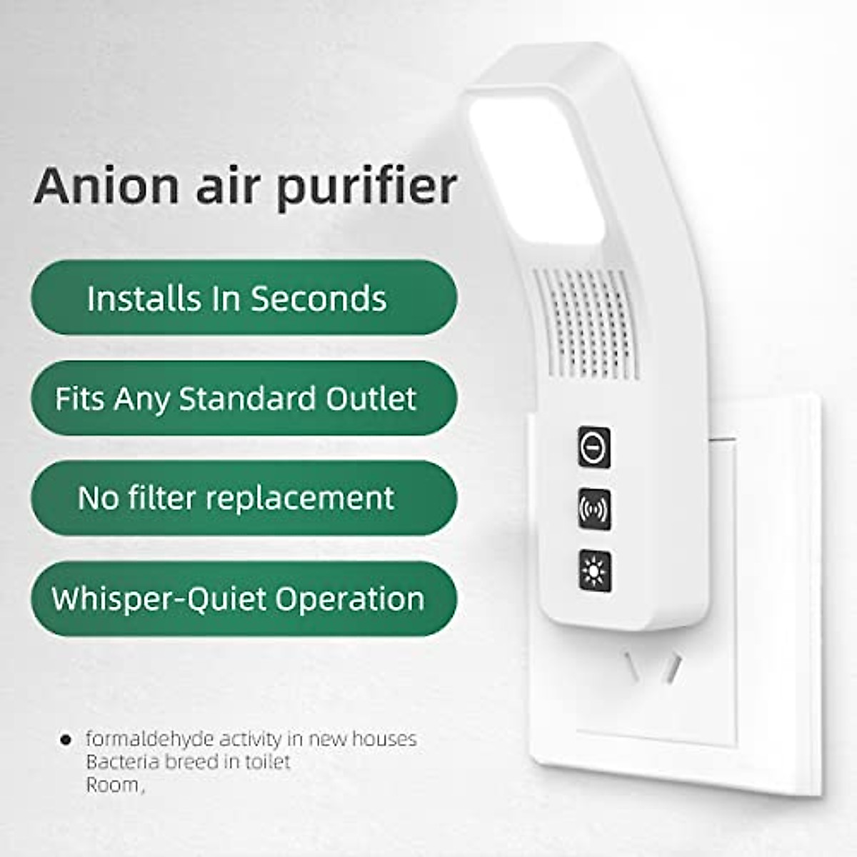 BAIRUTONG Air lonizers for Home,Bedroom Negative Ion Generator with Night Light Function,Plug in Air Fresheners for Home,Odors, Smoke|HighOutput, Quiet (3 pack)