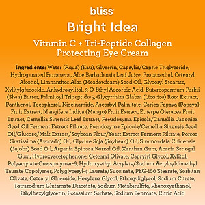 Bliss Vitamin C Eye Cream – Brightening & Hydrating Anti-Aging Treatment with 3-O-Ethyl Ascorbic Acid, Tri-Peptide & Licorice Root – Reduces Fine Lines, Boosts Collagen & Firms, 0.5 fl oz