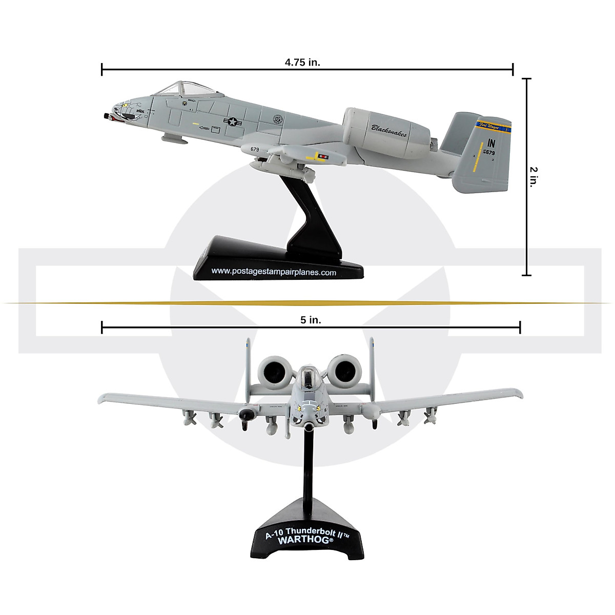 Daron PS5375-3 Postage Stamp A-10 1/140 Blacksnakes 163 FS Indiana ANG, Brown