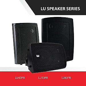 Dual Electronics LU43PB Black 4 inch 3-Way High Performance Outdoor Indoor Speakers with Powerful Bass | Effortless Mounting Swivel Brackets | Weather Resistant | Sold in Pairs | Black