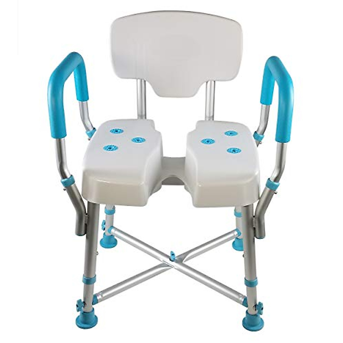 MedGear A-0273A DURA Hygienic Cutout Shower Chair with Back and Arm Rests Including Free Clip-on Shower Head Holder