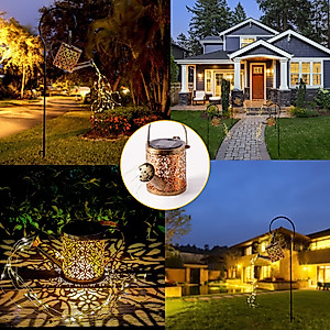 HCVINRK Solar Lights Outdoor Garden, Solar Watering Can Lights Outdoor Decorative, Metal Solar Lantern Outdoor Waterproof with Installed Light String and Shepherd Hook