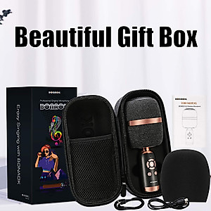 BONAOK Wireless Bluetooth Karaoke Microphone, Portable Mic Singing Machine for PC/All Smartphones Home Party Indoor Outdoor Q3(Gray)