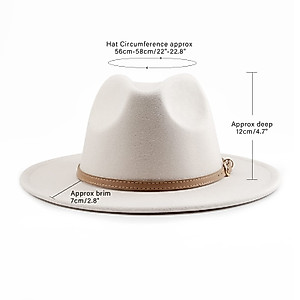 DRESHOW Wide Brim Hat Fedora for Women Belt Buckle Retro Panama Floppy Hat