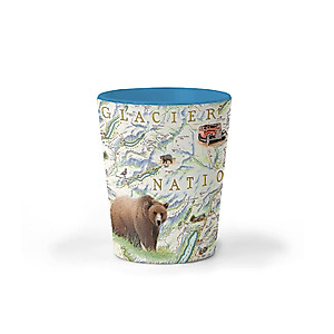 Xplorer Maps Glacier National Park Map Ceramic Shot Glass, BPA-Free - For Office, Home, Gift, Party - Durable and holds 1.5 oz Liquid