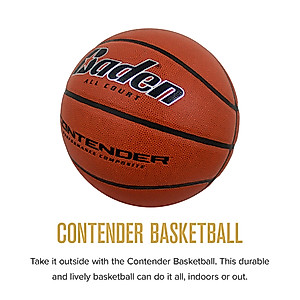 Baden Contender Official Basketball | Durable Indoor-Outdoor Basketball for Youth & Adults, Wide Channel, Natural Orange, 28.5-Inch