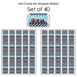 Railroad Party Crossing - Mini Candy Bar Wrapper Stickers - Steam Train Birthday Party or Baby Shower Small Favors - 40 Count