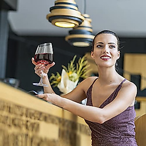 Modern Slanted Red Wine Glasses Set of 4,Elegant Hand-Blown Long Stem Wine glasses with Unique Concave Base, Premium Crystal Glassware,for Wedding,Wine Tasting, Anniversary,and Christmas-13.5 oz