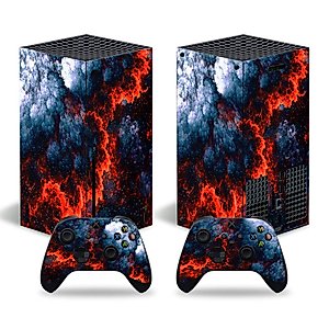 Whole Body Protective Vinyl Skin Decal Cover for Microsoft Xbox Series X Console, Magma Xbox Series X Skins Wrap Sticker with Two Free Wireless Controller Decals