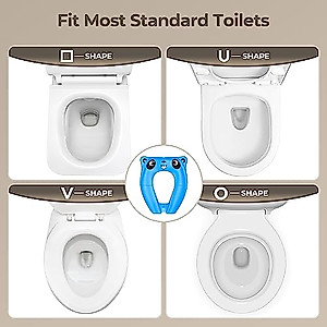 Upgrade Portable Potty Seat with Splash Guard for Toddler, Foldable Travel Potty Seat with Carry Bag, Non-Slip Pads Toilet Potty Training Seat Covers for Baby, Toddlers and Kids (Blue)
