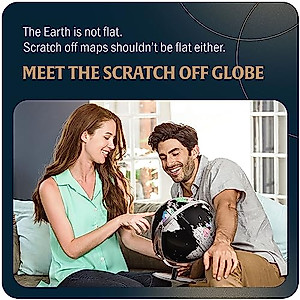 Scratch Off World Globe with Stand for Home and Office Decor | 10” Sphere Earth Globes with Scratchable Foil | A Unique Travel Gift for Travelers | World Map Desktop Globe | Travel Map Scratch Map (Globe - Black & Silver)
