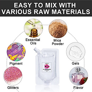 2 Pack Lip Gloss Base Oil, lip makeup primers, Moisturize Basic Lipstick Material, Non-Stick, Base for DIY Handmade Lip Balms Lip Gloss