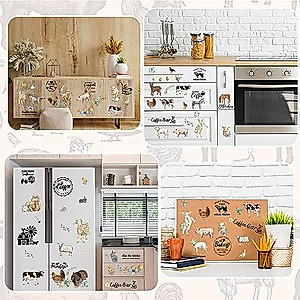 Whaline 12 Sheet Farmhouse Rub on Transfer for Furniture and Crafts Rustic Animals Letters Rub on Transfer Furniture Stickers Decal for Farmhouse School Home Office DIY Art Craft Decor, 5.5 x 5.5 Inch