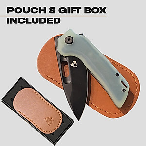 LOST FOXES Pathfinder Pocket Knife | Best Gifts for Men & Women | D2 Steel Blade, G10 Handle | EDC Folding Knife for Camping, Survival, Hiking | Small, Sharp Pocket Clip | Perfect for Dad, Husband, or Backpack Gear