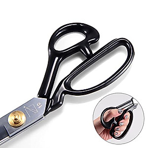 Left-Handed Sewing Fabric Scissors, 10 Inch Dressmaking Tailor's Shears-Electroplated Finishing High Carbon Steel Scissors for Crafting, Tailoring, Leather-Cutting(Thread Cutter INCL)